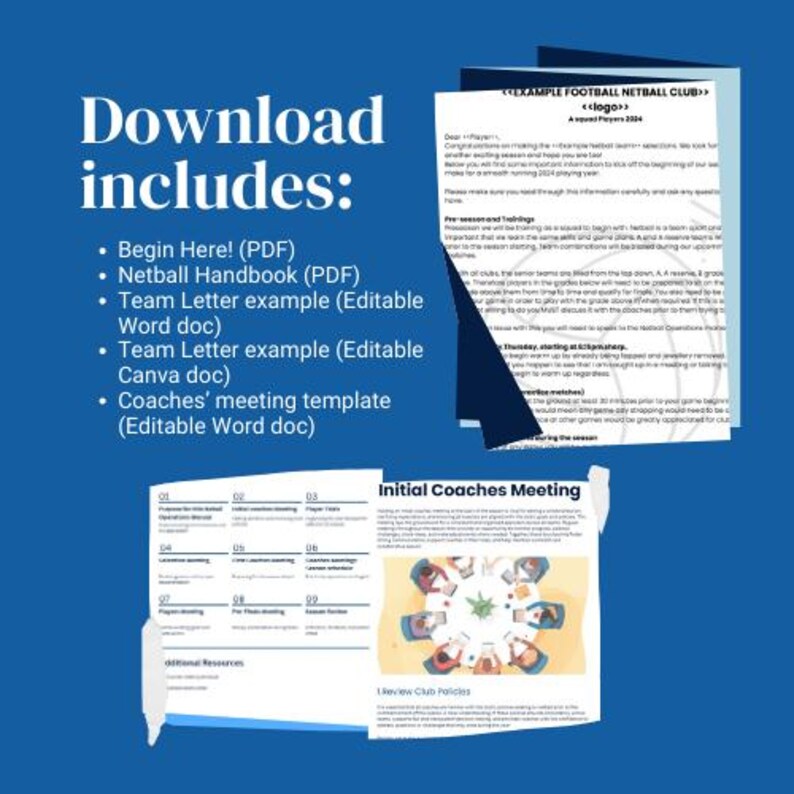Netball Coaching Handbook | Editable Templates (digital Download ...