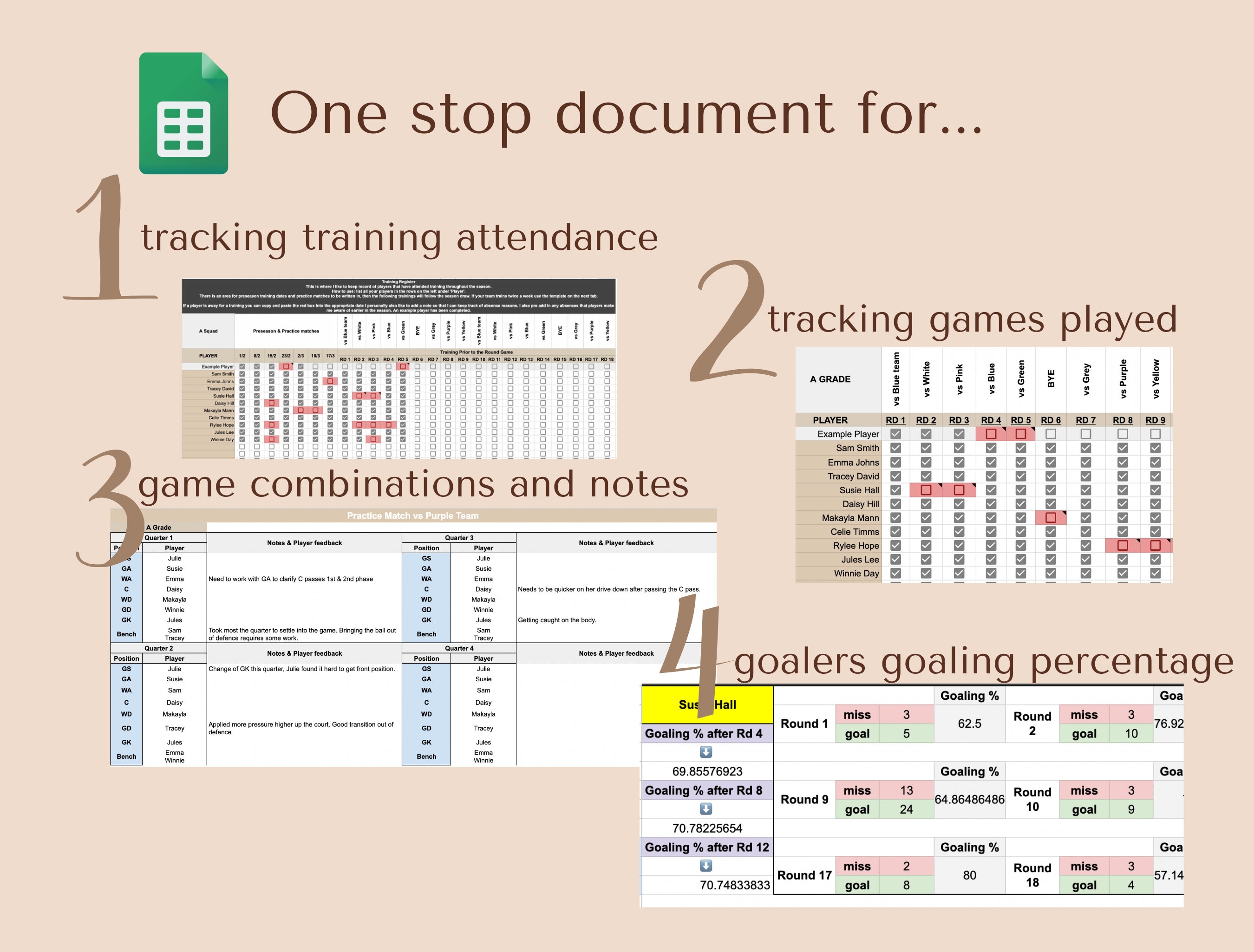 Netball Training & Game Day Tracker - Googlesheet - Etsy Australia