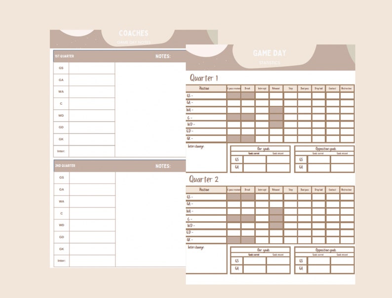 NETBALL COACHING PACK (neutral Colours) - Downloadable A4 Template ...