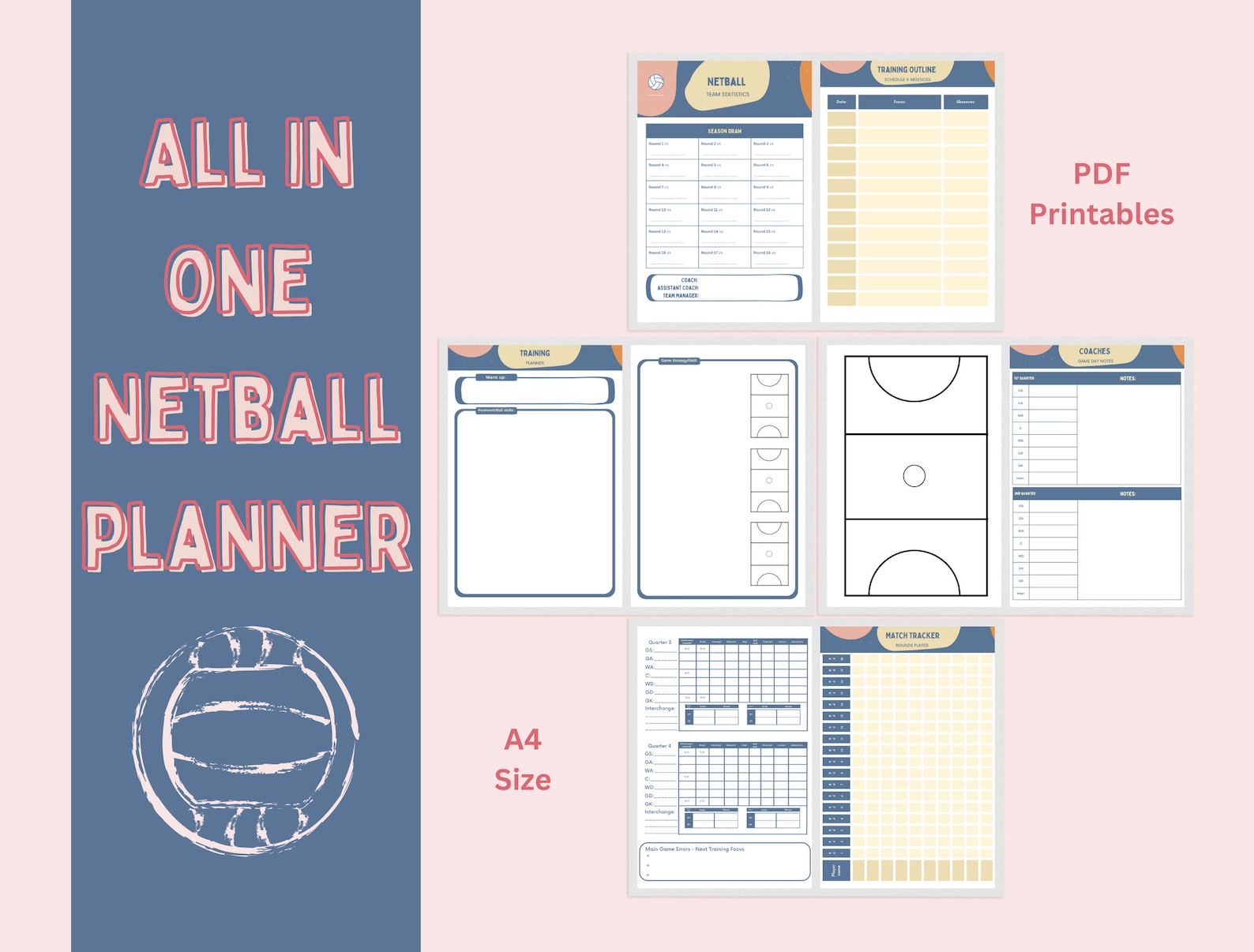 NETBALL COACHING PACK - Downloadable A4 Template - Etsy Australia