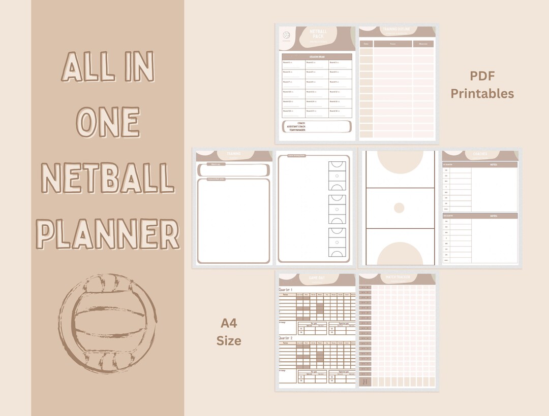 NETBALL COACHING PACK (neutral Colours) - Downloadable A4 Template ...