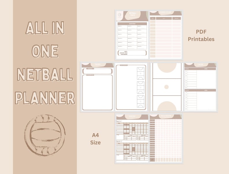 NETBALL COACHING PACK (neutral Colours) - Downloadable A4 Template ...