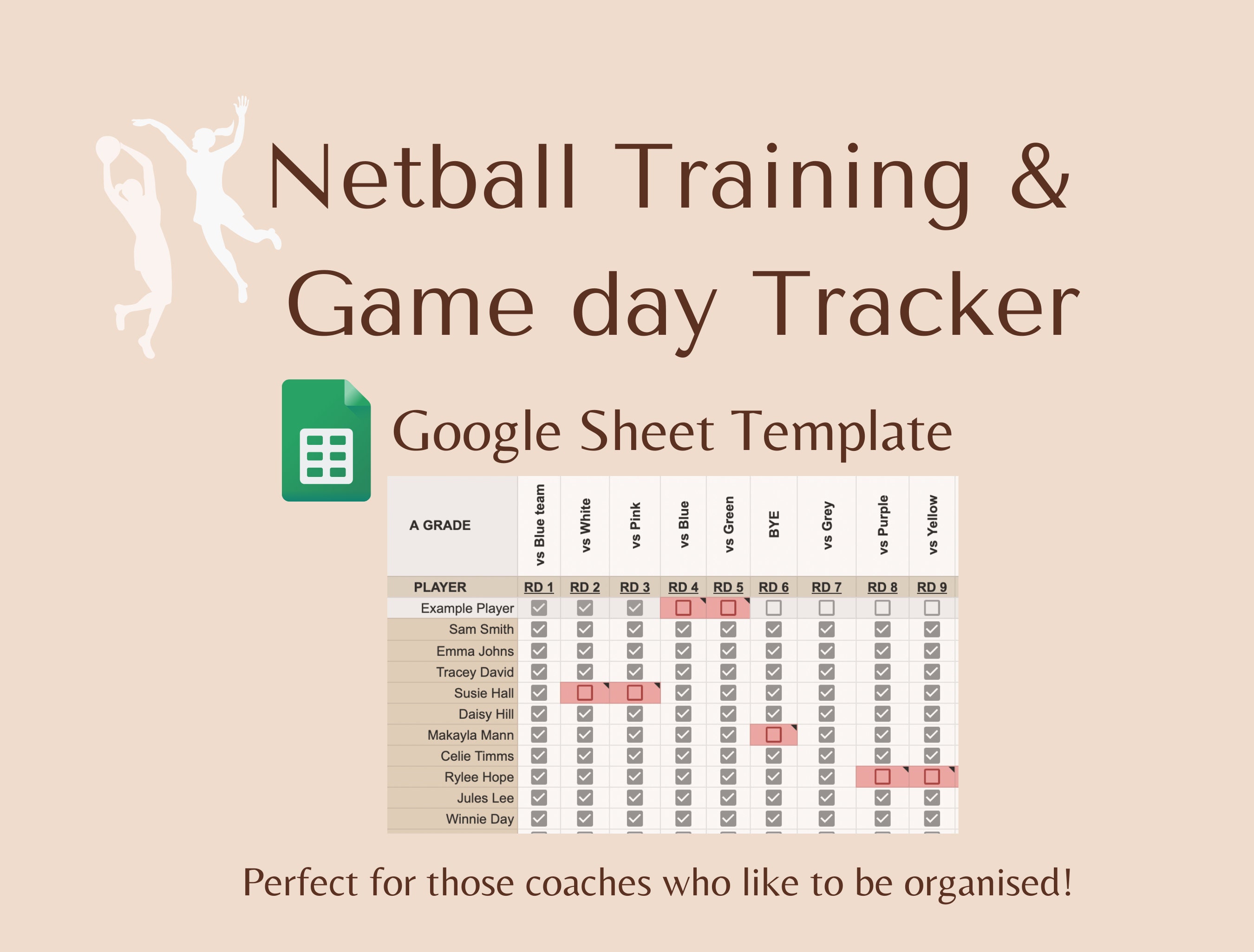 Netball Training & Game Day Tracker - Googlesheet - Etsy Australia
