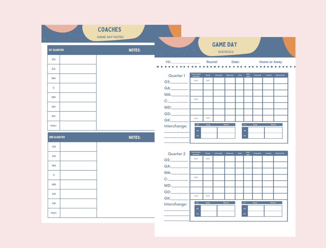 NETBALL COACHING PACK - Downloadable A4 Template - Etsy Australia