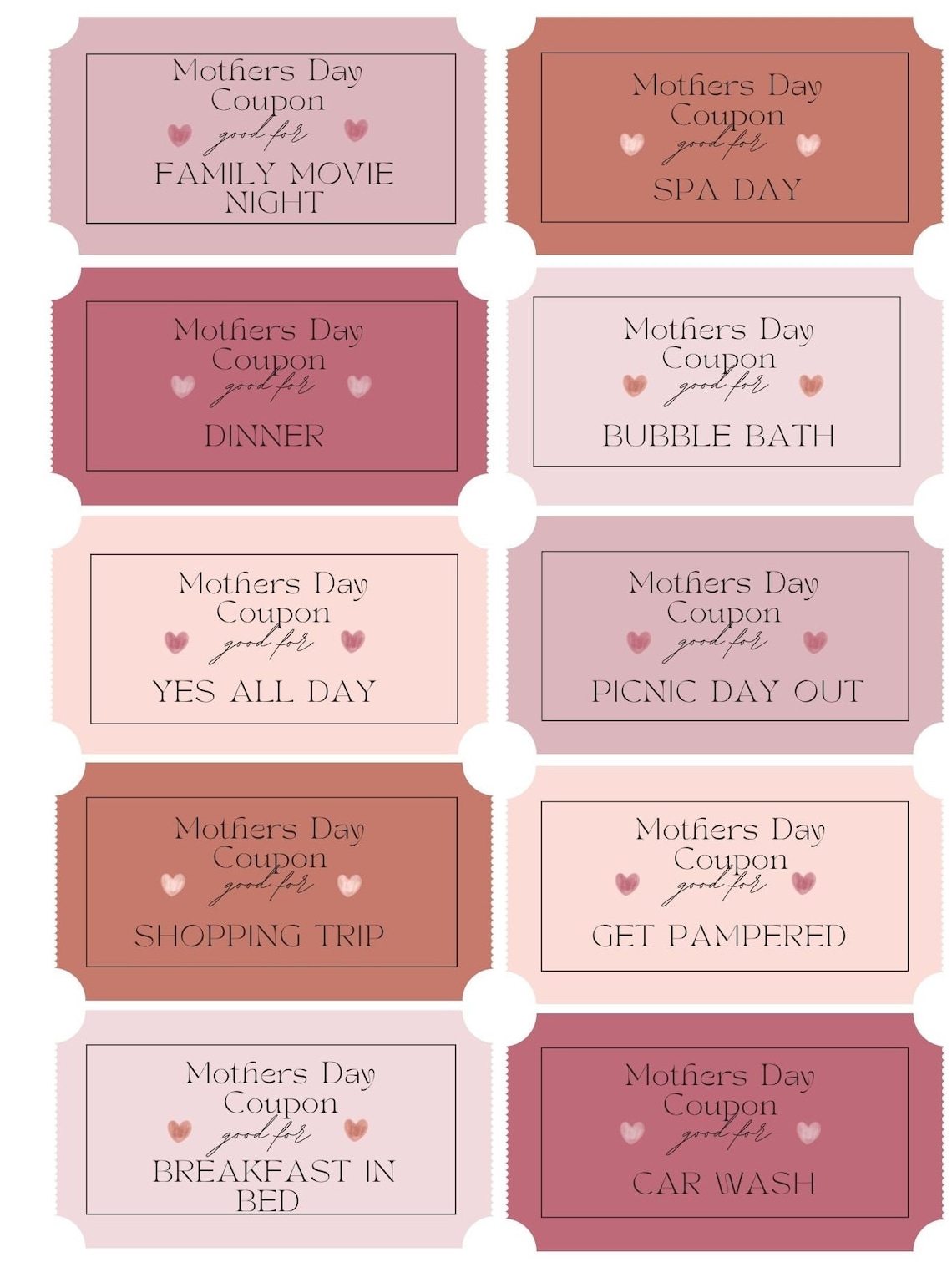 MOTHERS DAY COUPON |mothers Day Printable Coupon |last Minuet Mothers ...