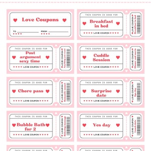 Printable Love Coupons/ Vouchers Gift for Her and Gift for Him ...