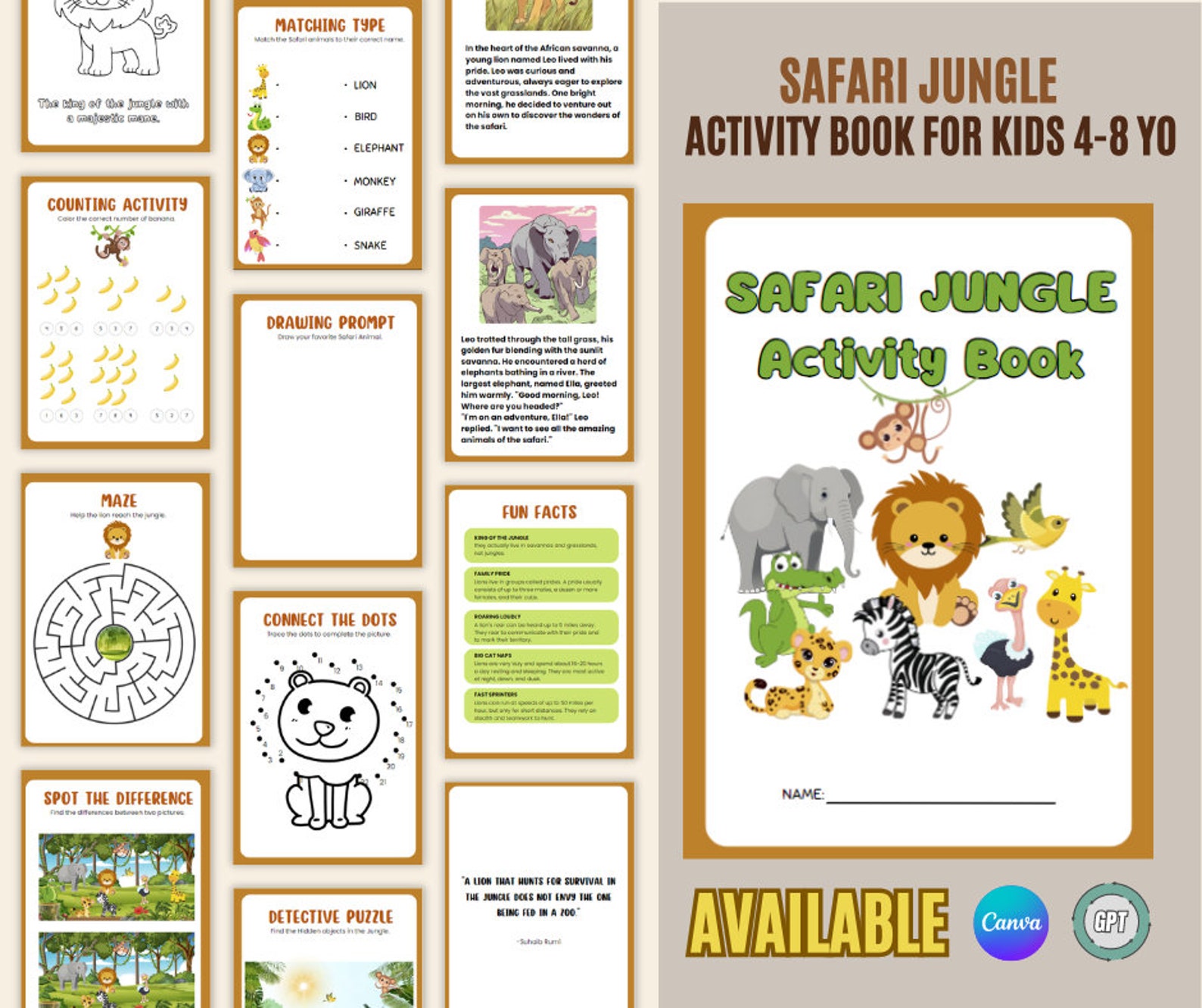 Safari Jungle Activity Book - Etsy