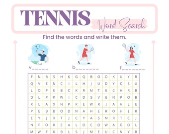 Tennis Word Search Puzzle Game Tennis Word Search Printable - Etsy