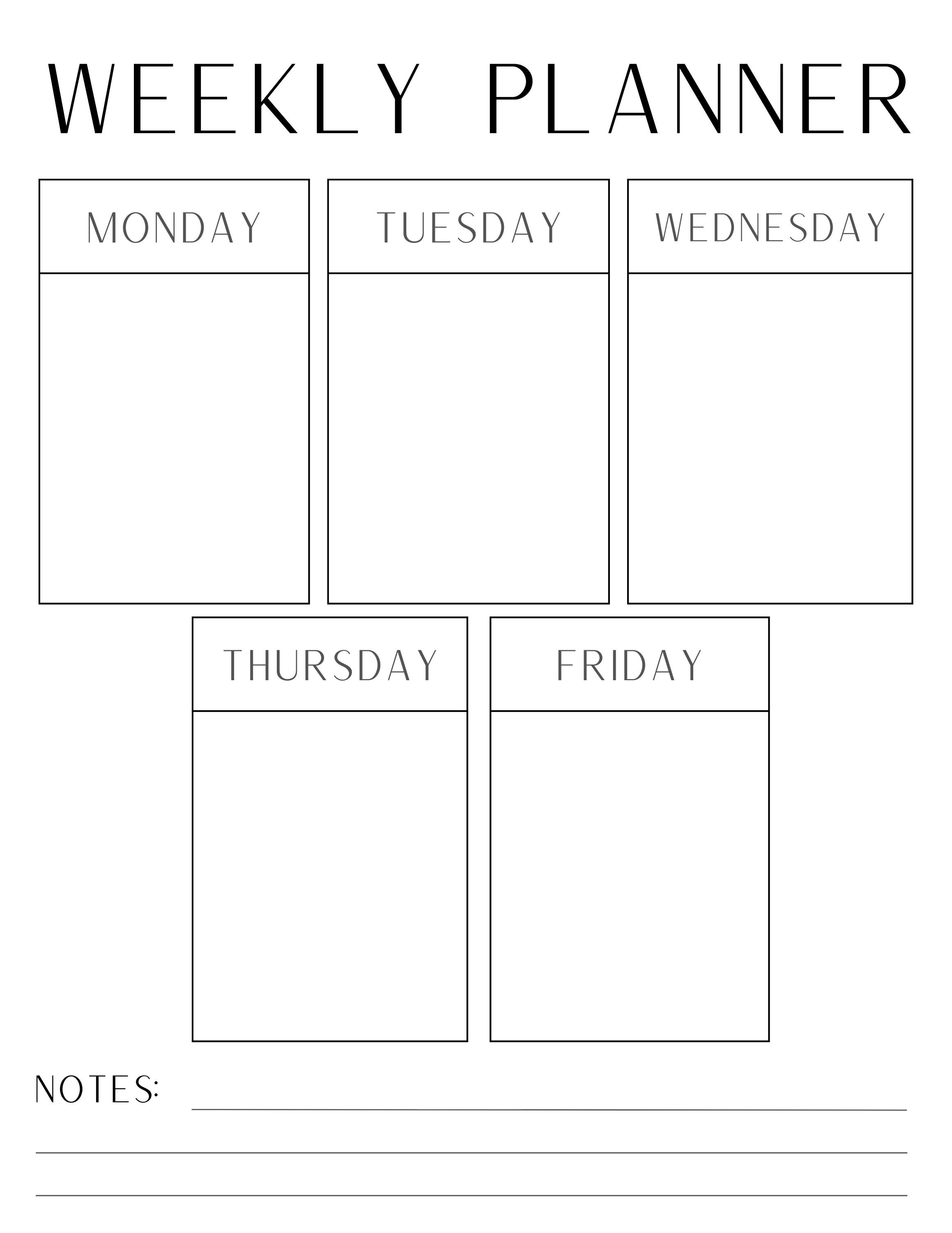Simple Weekly Planner, 5&7 Day Schedule Organizer, Week at A Glance ...