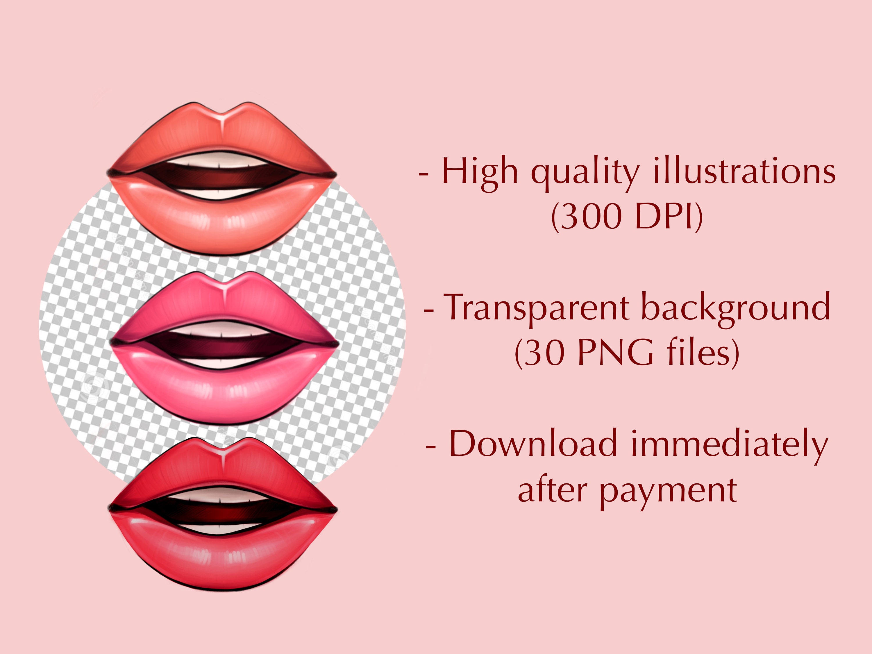 Realistic Lips Clipart Png. for Wedding, Hen Party, Love Game, Love ...