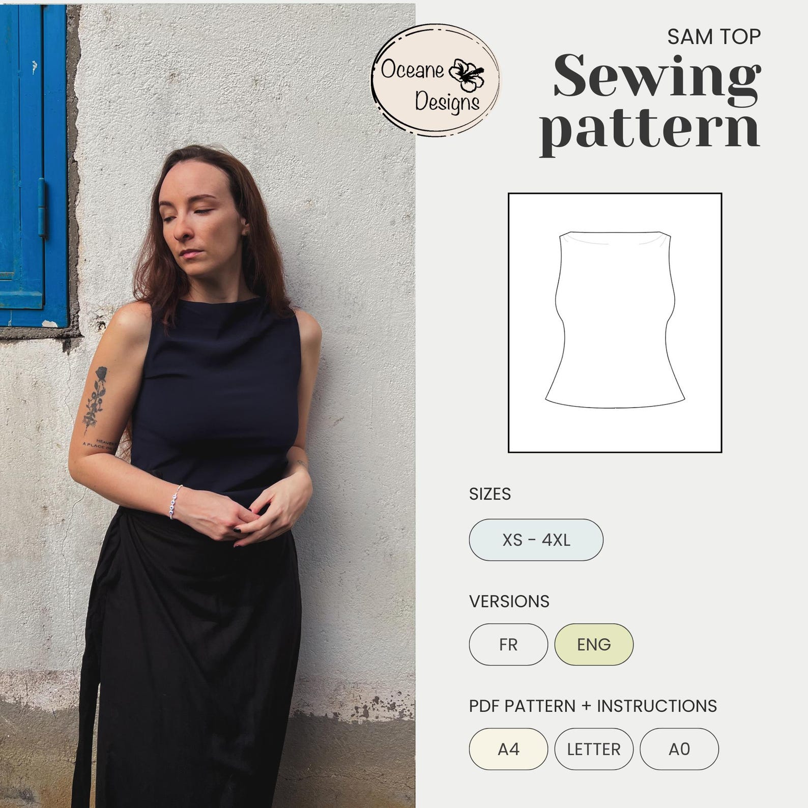 PDF Sewing Pattern / Sewing Pattern - Sam Top - Etsy