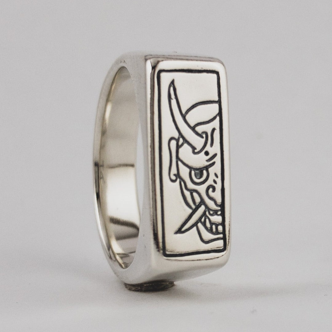 Oni Mask Signet Ring, Japanese Tattoo/art Inspired, Hand Carved ...