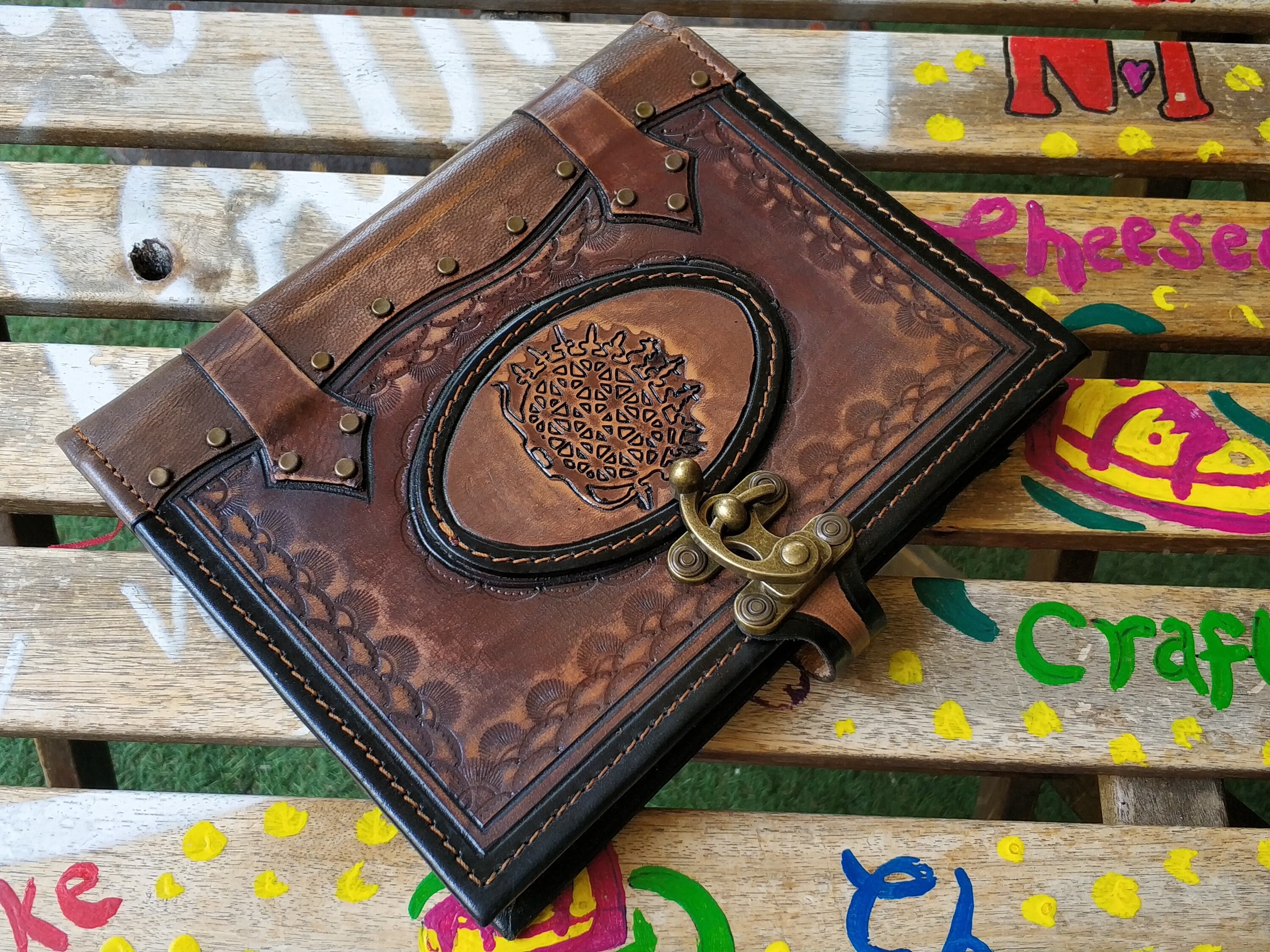 Embossed Hardback , Leather Journal With Lock, Leather Notebook, Travel ...