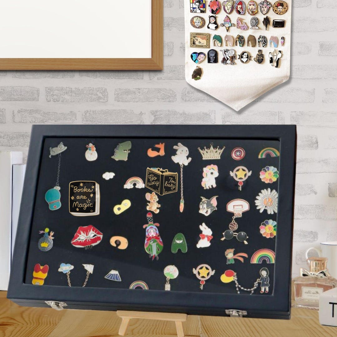 Enamel Pin Display Case, Pin Display Box, Pin Collection Organizer ...