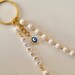 Personalized Pearl Keychains With Evil Eye/custom Beaded Keyring/ Pearl ...