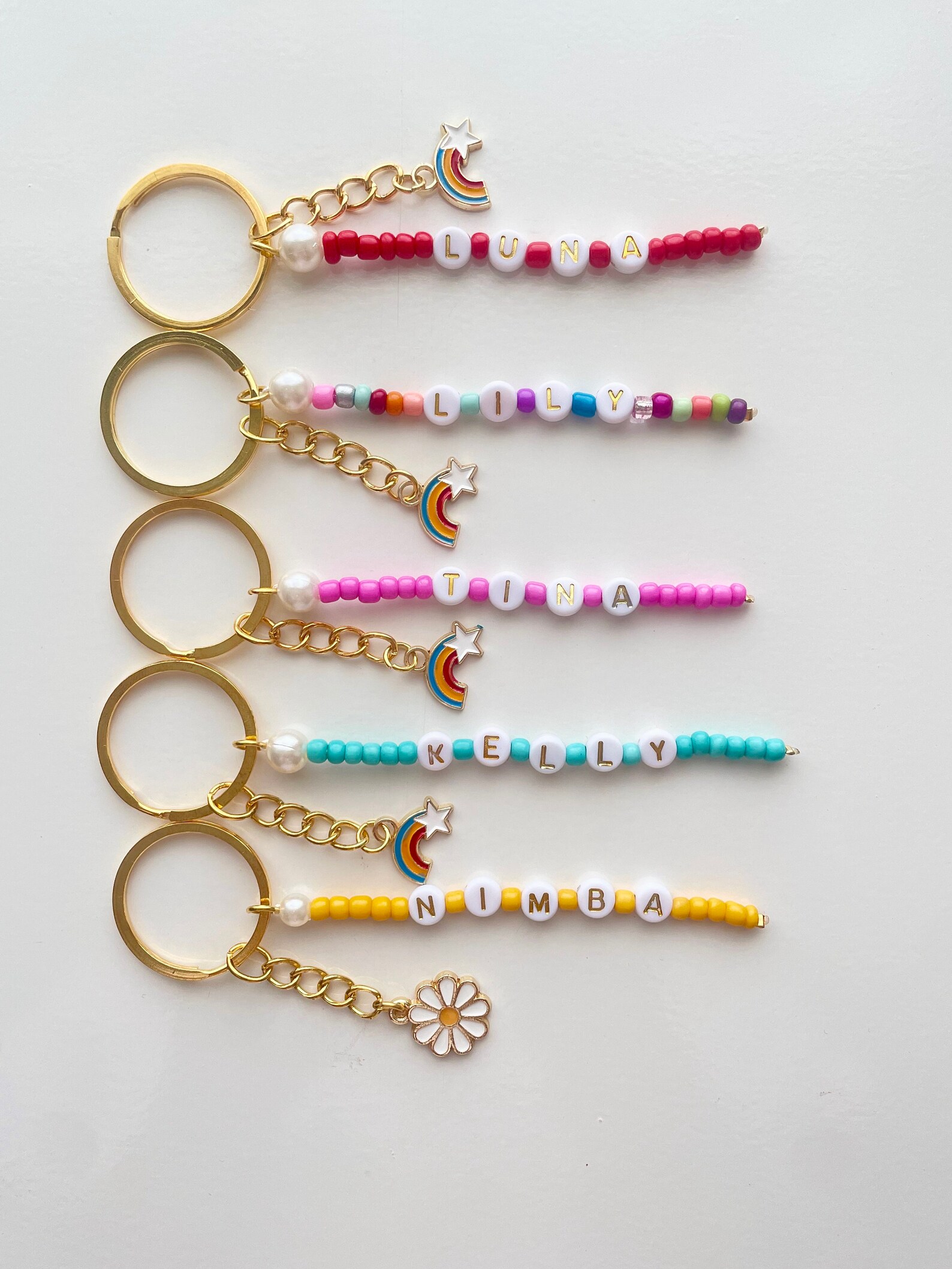 Personalized Beaded Keychain/custom Name Keyring/beaded Name Tag ...