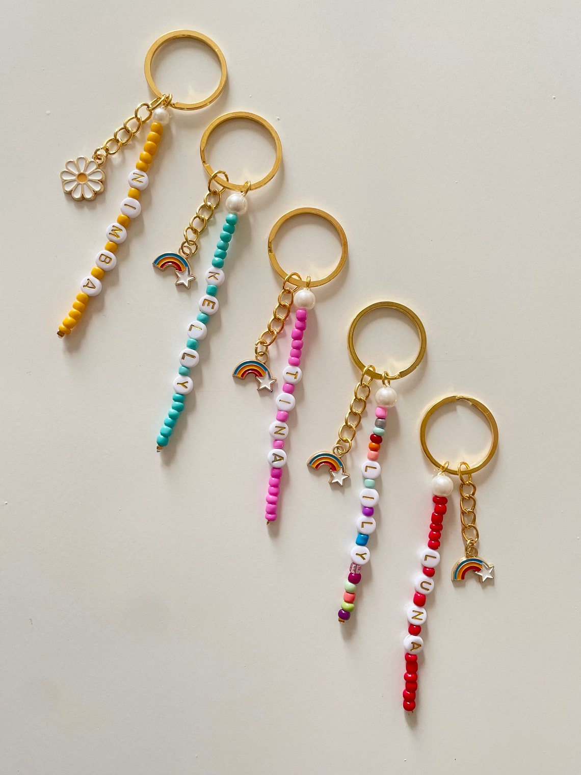 Personalized Beaded Keychain/custom Name Keyring/beaded Name Tag ...