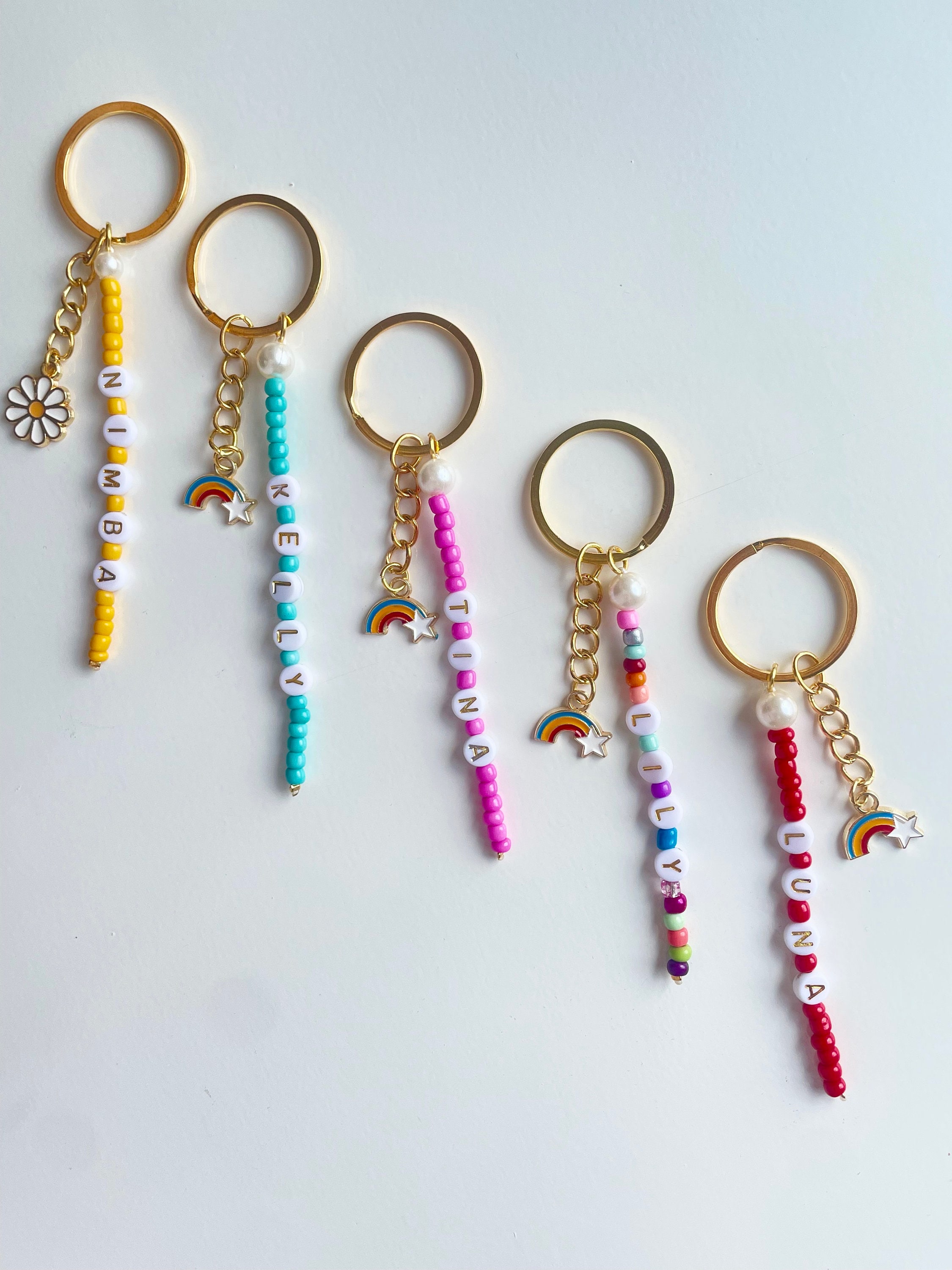 Personalized Beaded Keychain/custom Name Keyring/beaded Name Tag ...