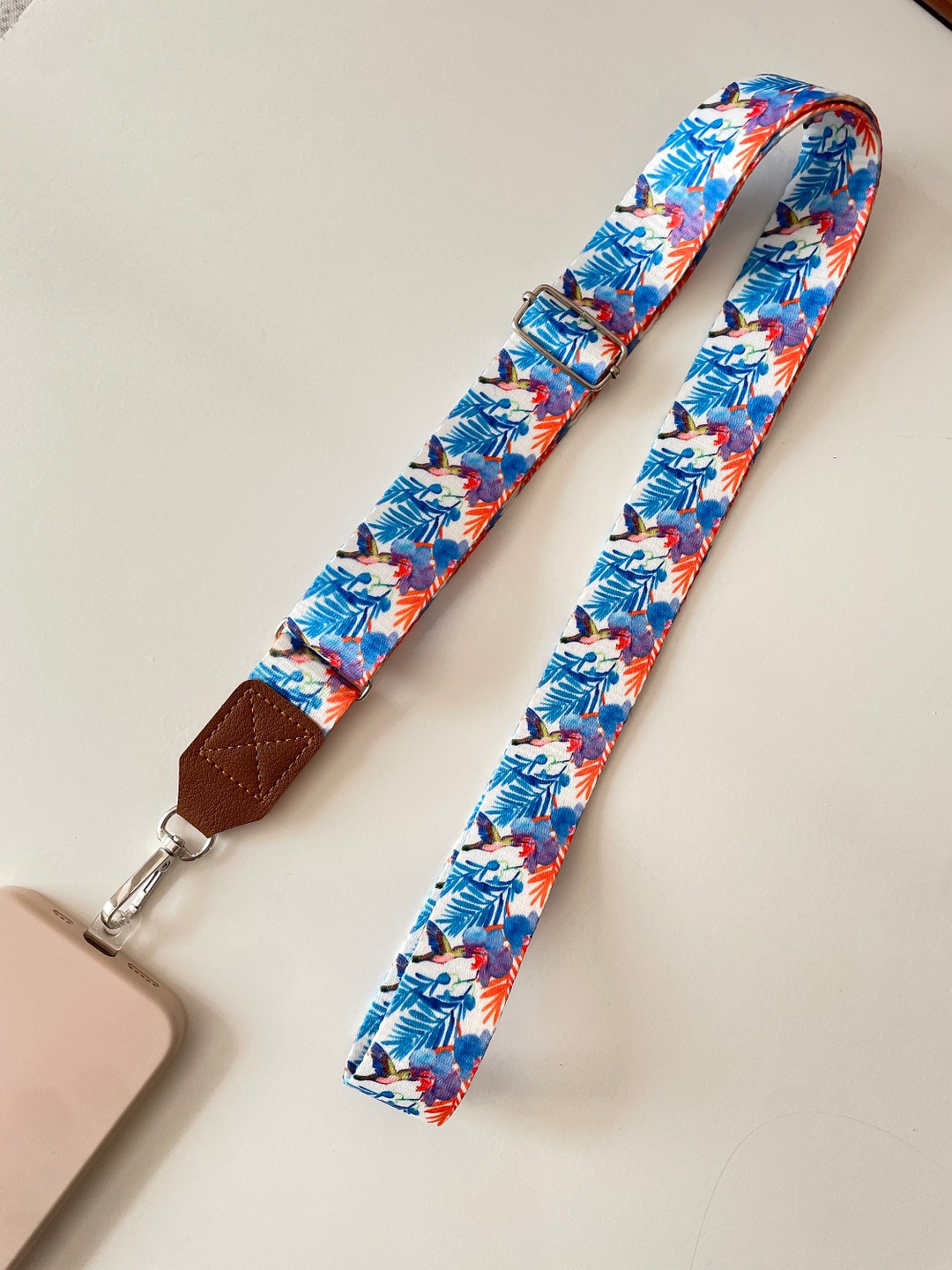 Blue Crossbody Phone Strap, Fabric Cute Phone Strap, Phone Case Strap ...