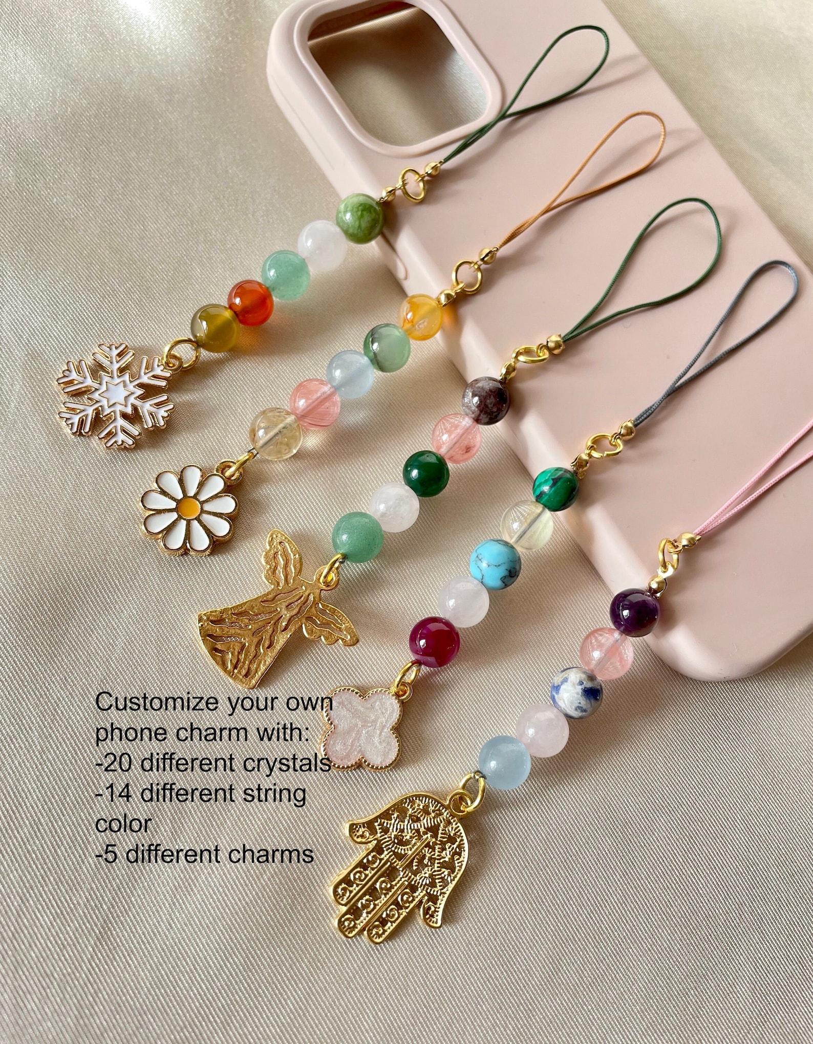 Crystal Phone Charms/cell Phone Straps/cute Phone Accessory/gemstone ...
