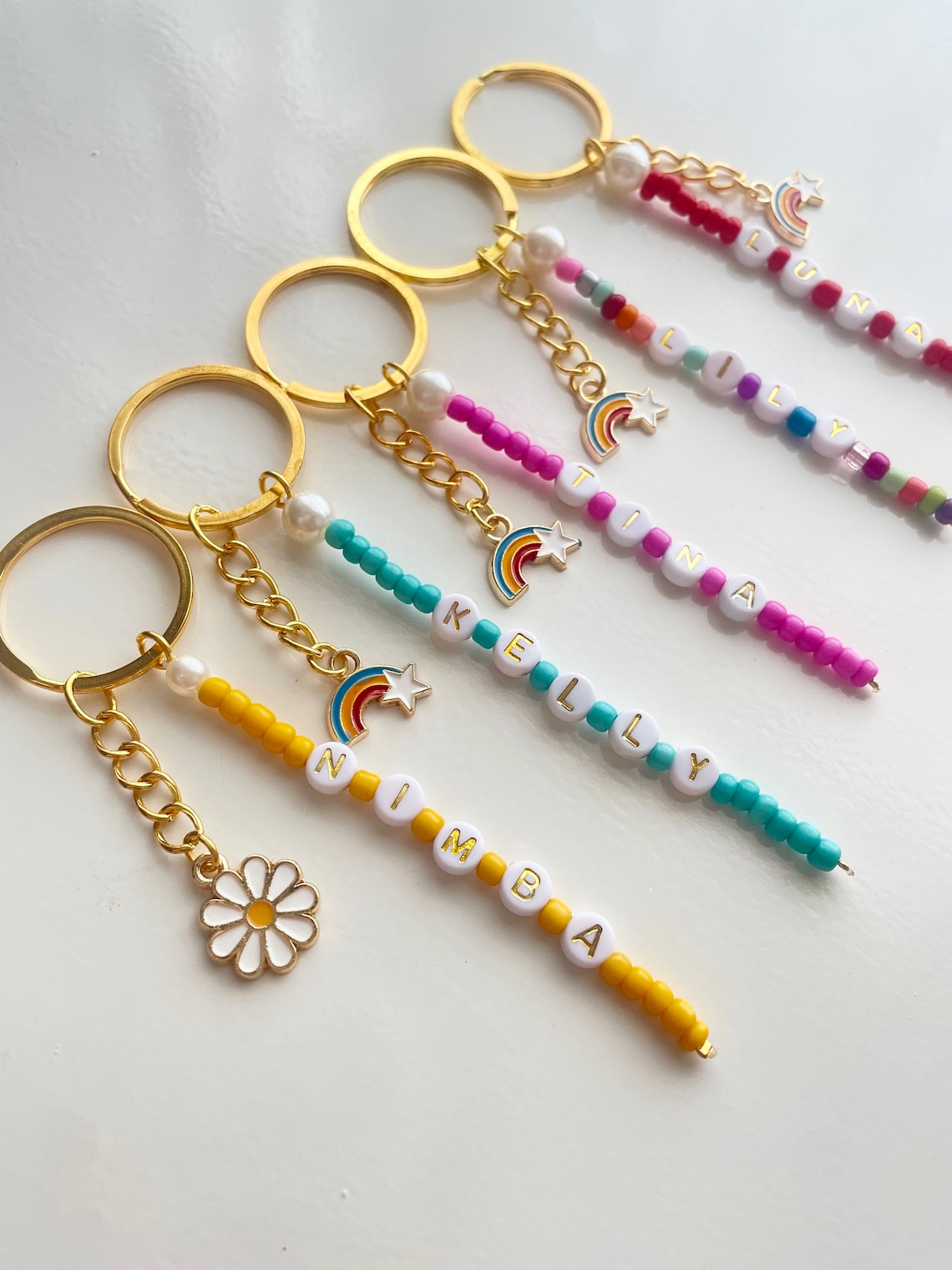 Personalized Beaded Keychain/custom Name Keyring/beaded Name Tag ...