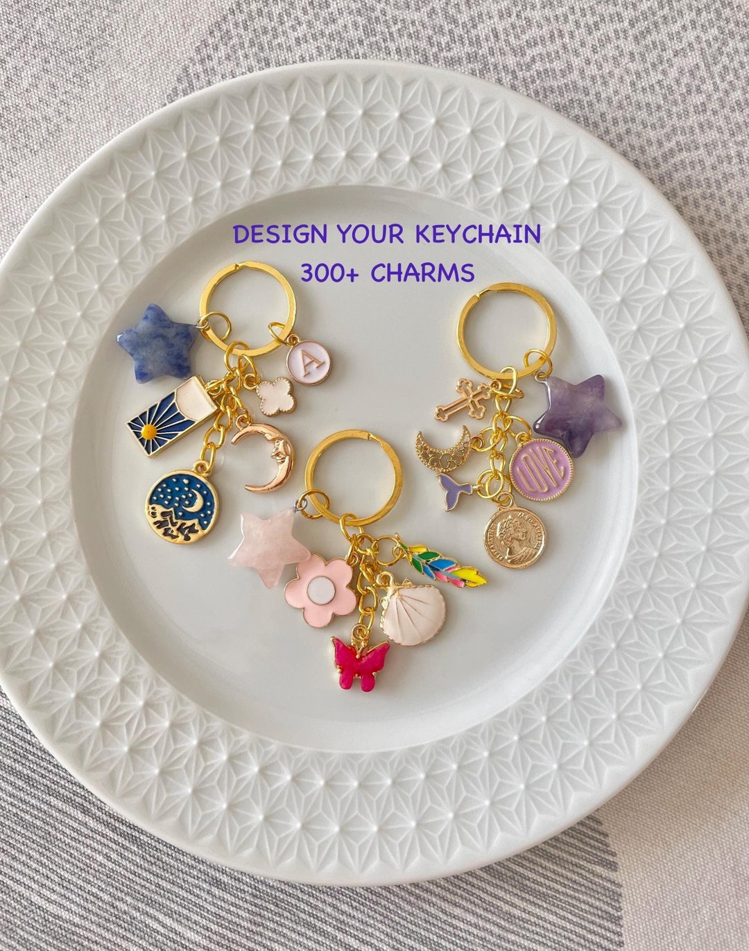 Make Your Own Keychain/pick Your Charm/custom Crystal Keychain/bag ...