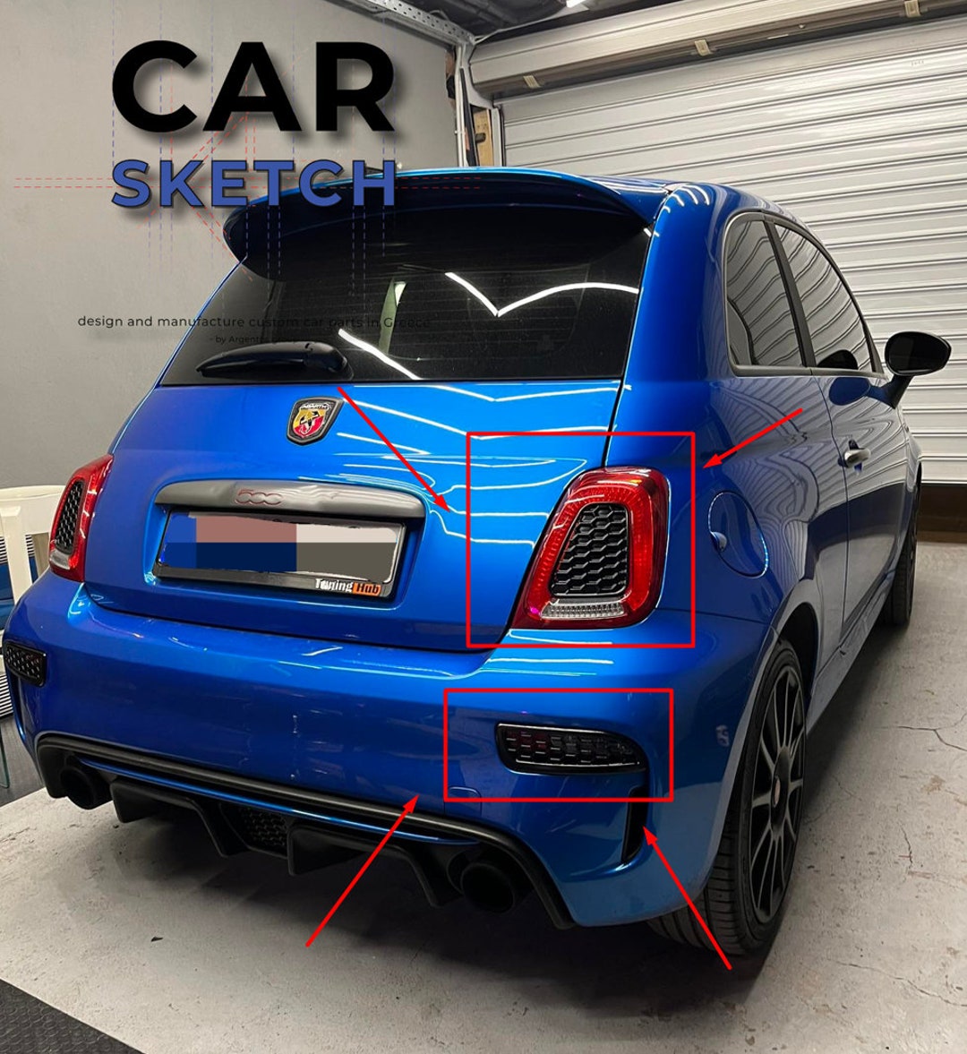 Fiat 500/abarth 595 695 Rear Reflectors and Taillights Honeycomb ...
