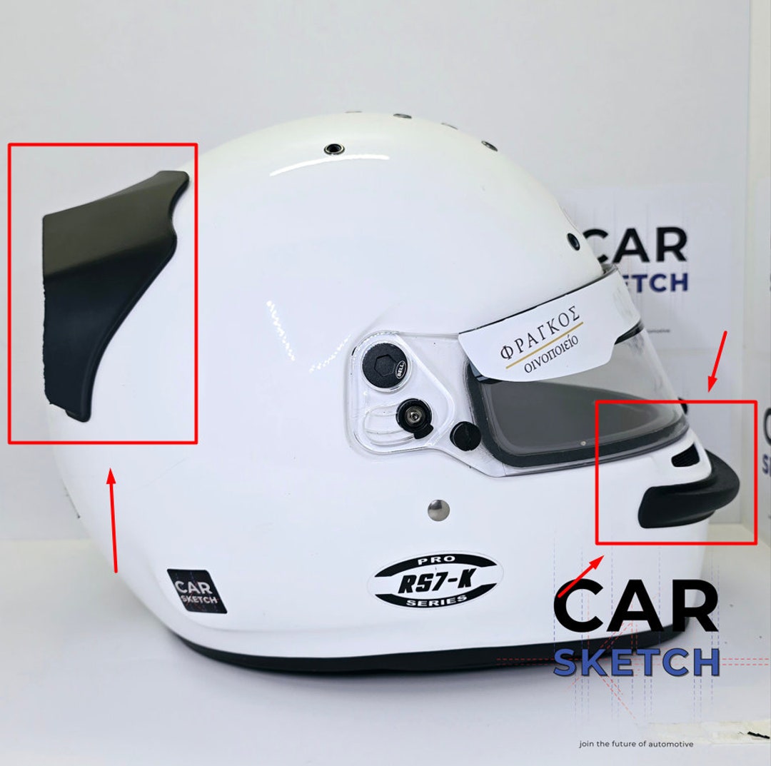 Front and Rear Spoiler for Bell Helmet RS7/RS7K/HP7 Black *based on ...