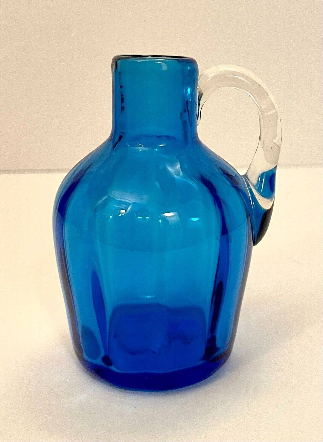 Cobalt Blue Mini Art Glass Pitcher Bud Vase Hand Blown With - Etsy