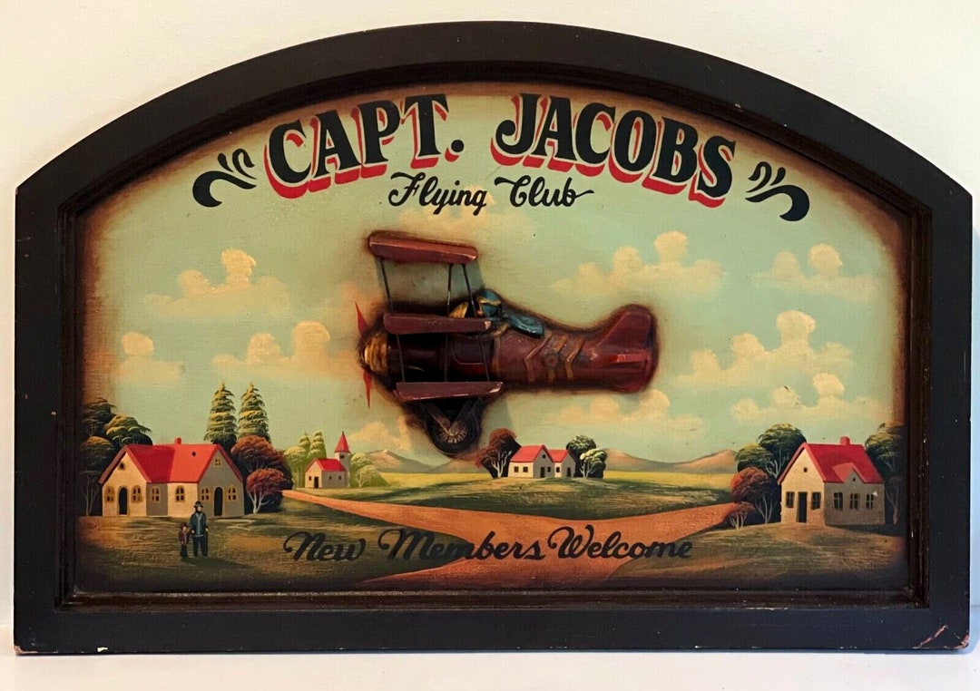 1960s Vintage Capt. Jacobs Flying Club Aviation 3D "new Members Welcome ...