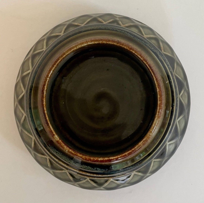 Vintage Disc Shaped Vase UFO Dark Green Glazed Ceramic With - Etsy