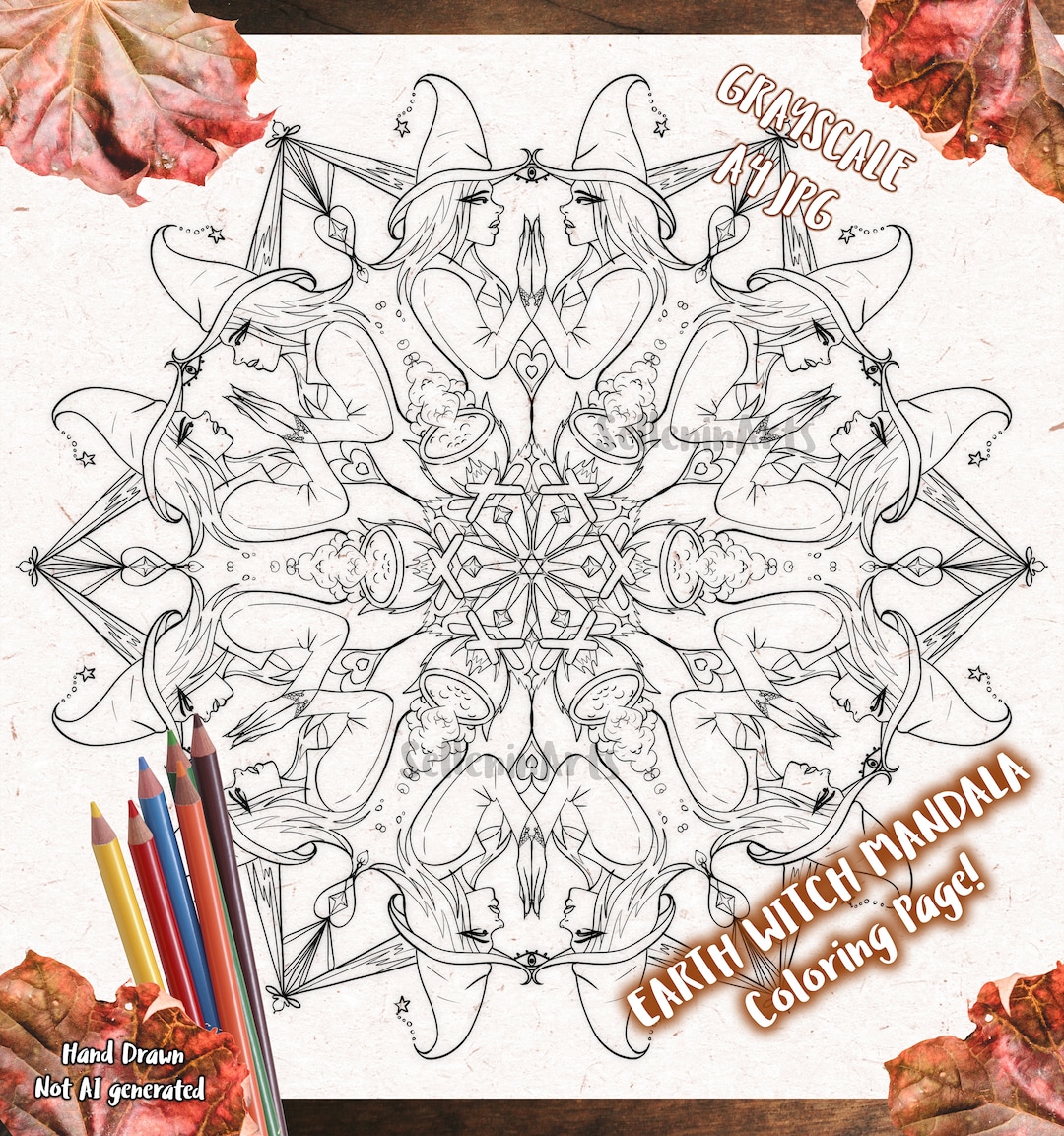 Printable Magical Witch Mandala - Mystical Coloring Page - All Ages ...