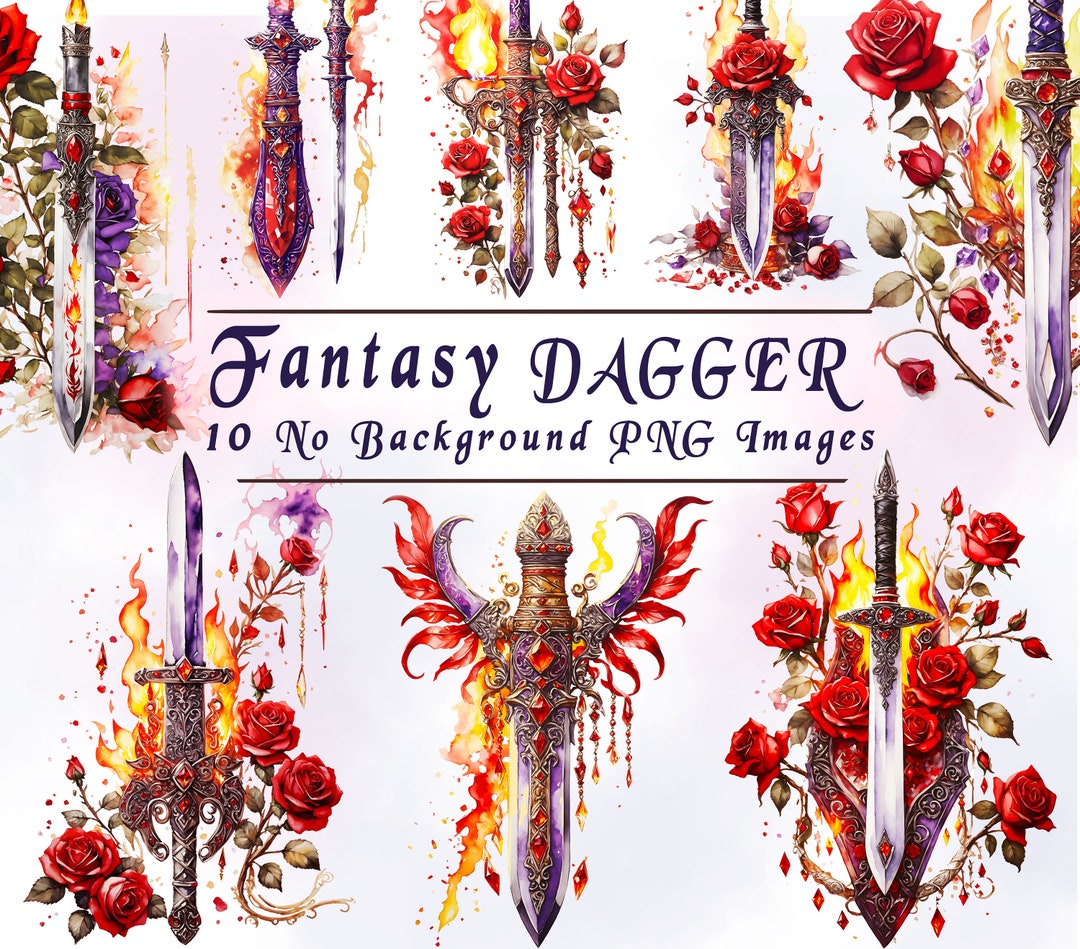 Fantasy Dagger 10pc PNG Bundle Fire Witch Dagger Magic Sword ...