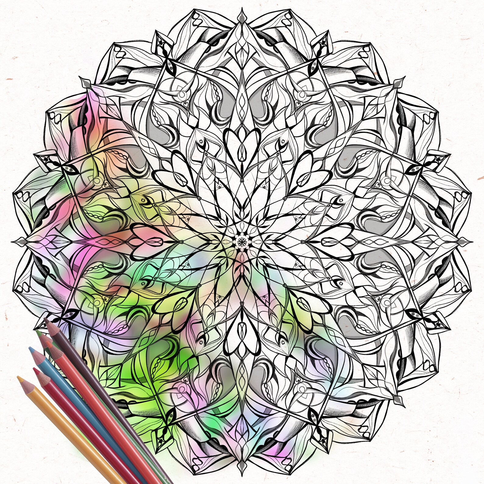 Printable Positive Effect Mandala - Therapy Coloring Page - All Ages ...