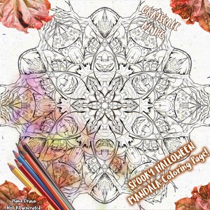Printable Spooky Halloween Mandala Holliday Coloring Page - Etsy