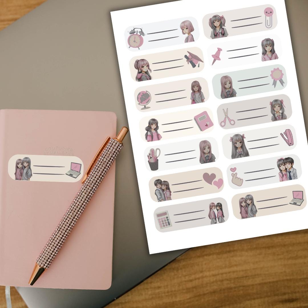 School Labels, Downloadable and Printable Stickers, School Supplies ...