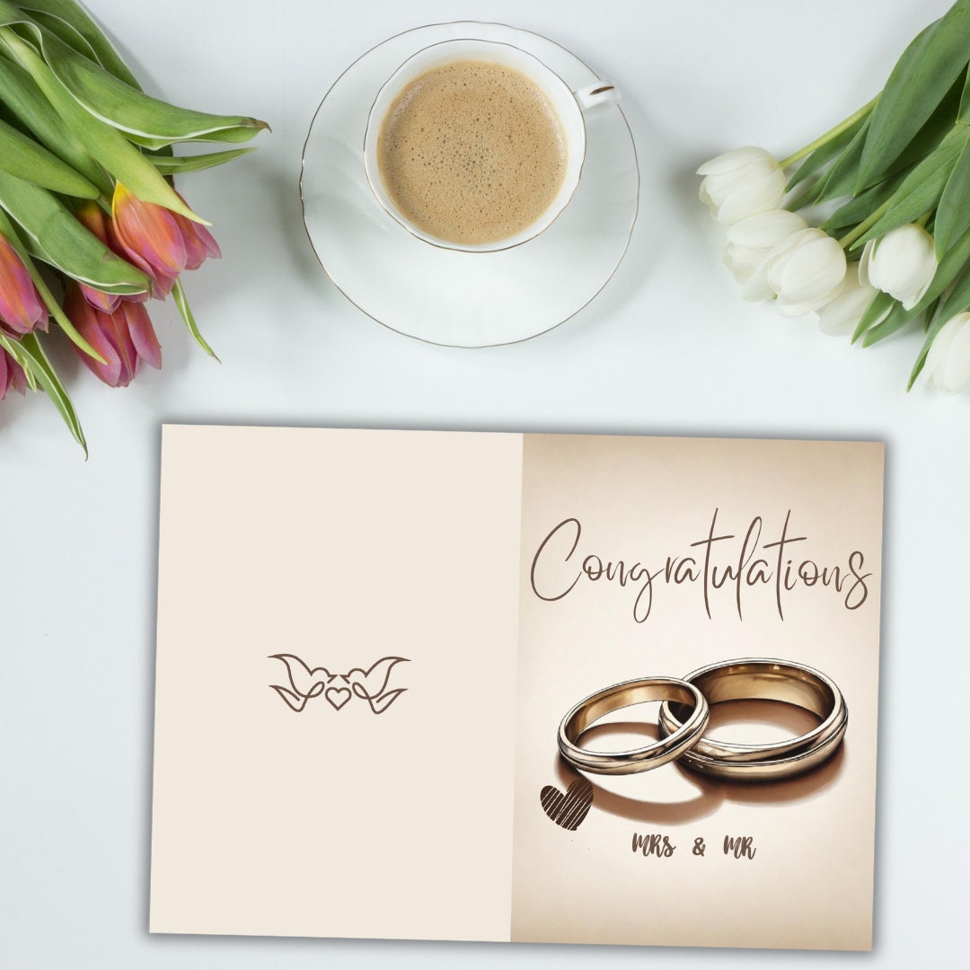 Printable Card for Wedding, Digital Download, AI Generated, Folded Card ...