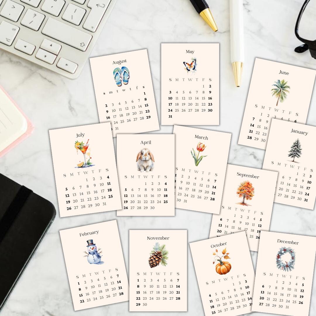 Mini Calendars 2026 in English, Pocket Calendars, Printable Mini ...