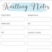Printable Knitting Notes PDF, Knitting Journal Planner, Knitting ...