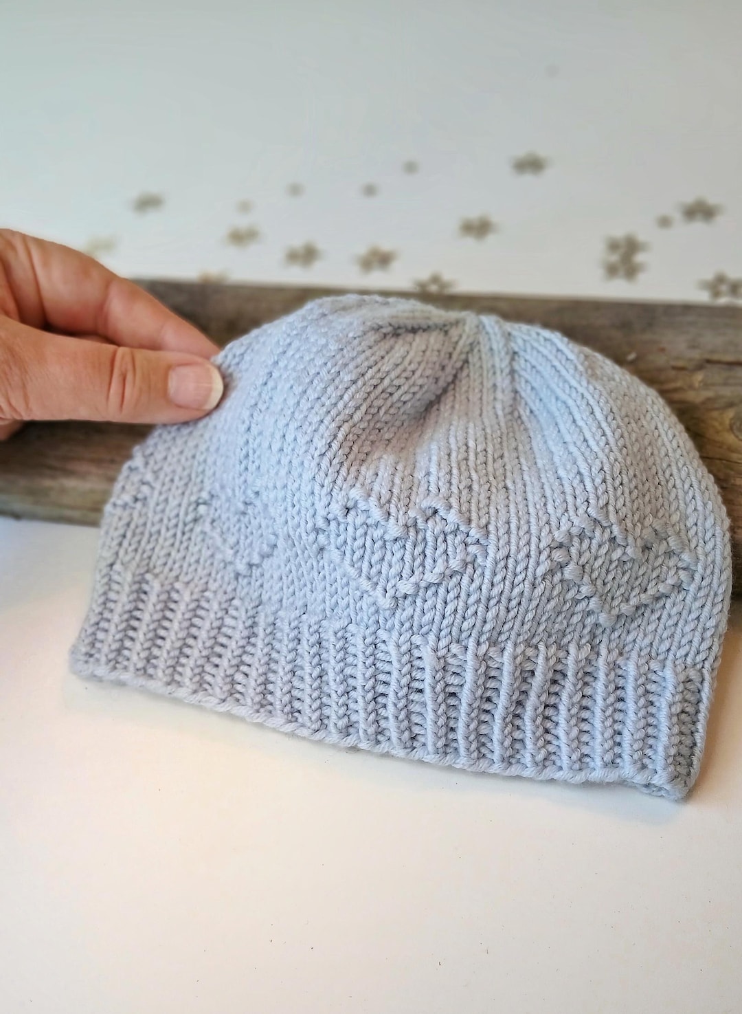Baby Hat Knitting Pattern, Straight Needles, Heart Pattern, Knitted Hat ...
