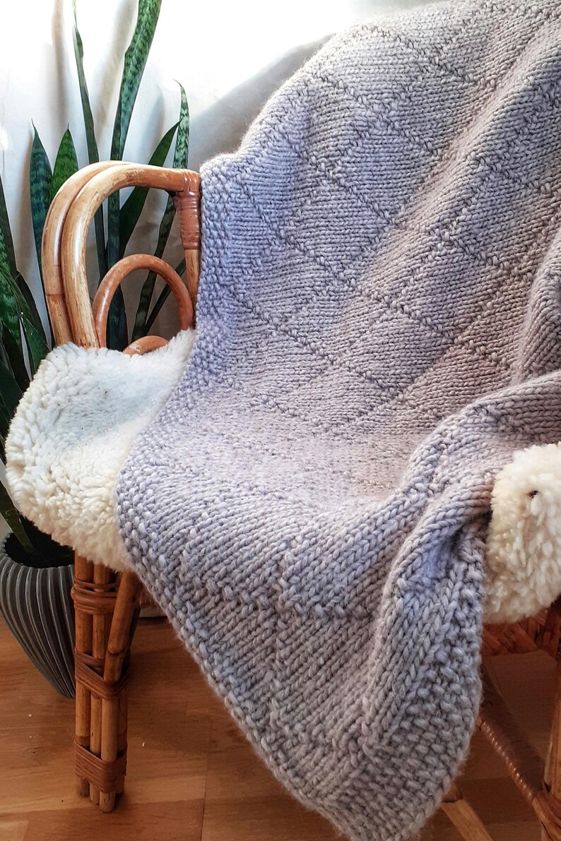 Knitting Pattern Chunky Blanket, Throw Blanket Knitting Pattern, Easy ...