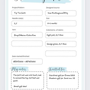 Printable Knitting Notes PDF, Knitting Journal Planner, Knitting ...