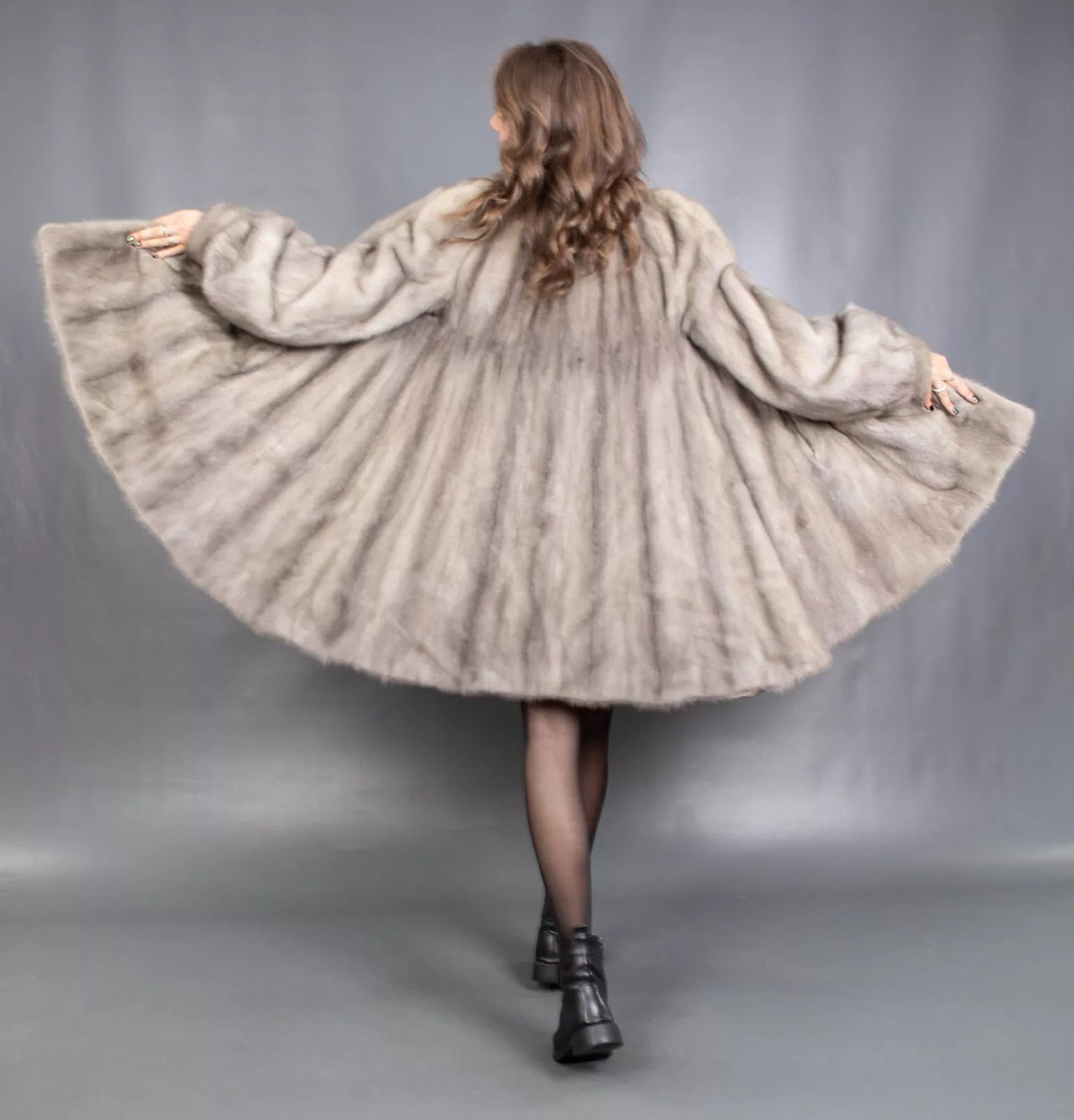 3767 Superior Real Silver Mink Coat Luxury Fur Jacket Swinger Beautiful ...