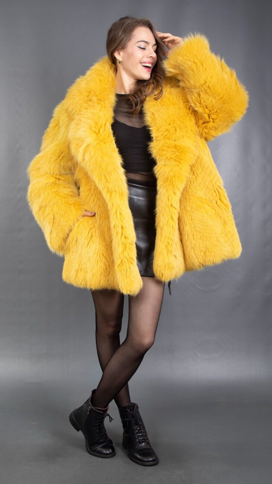 3523 New Gorgeous Real Blue Fox Fur Coat Jacket Beautiful Size 3xl Etsy