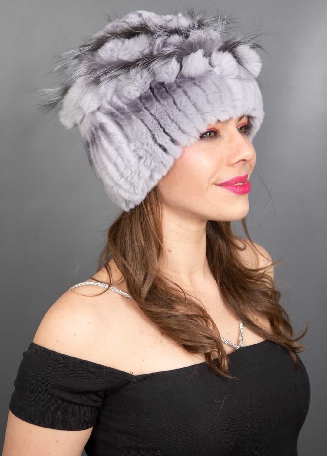 798 New Wonderful Real Real Rex Chinchilla Hat Luxury Fur Beautiful ...
