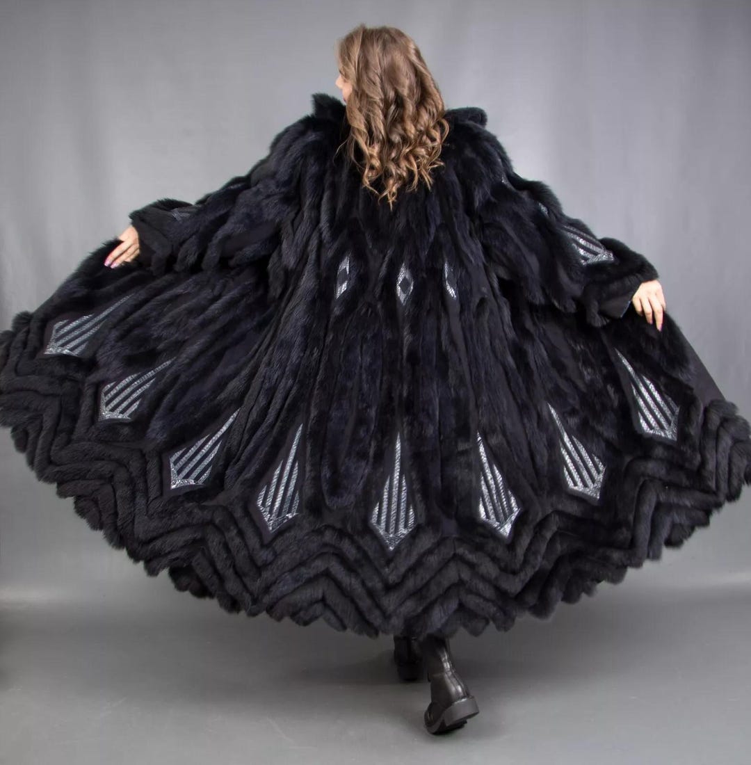 12932 Amazing Real Blue Fox Coat Luxury Fur Swinger Beautiful Size 3XL ...