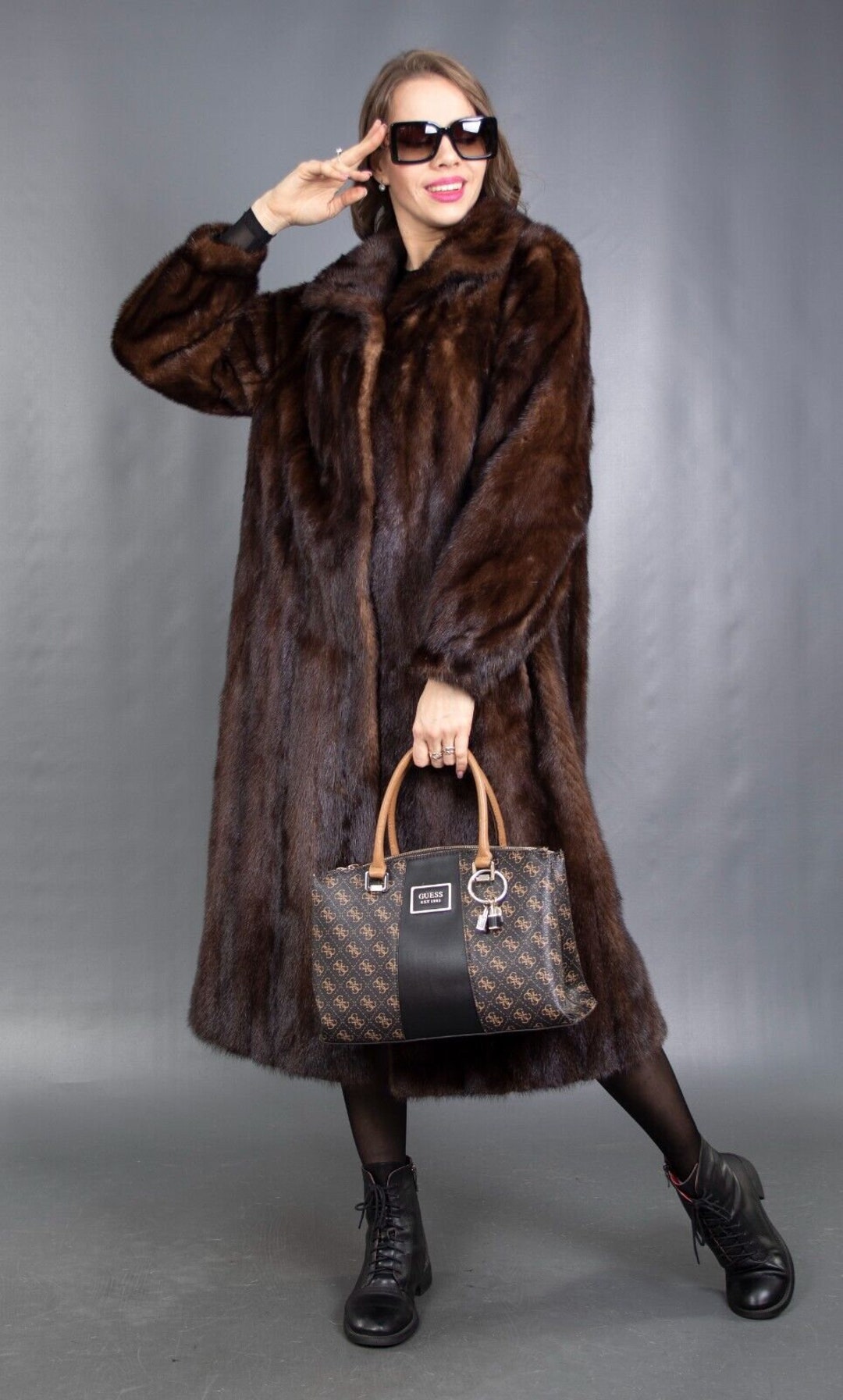 11534 Glamorous Real Saga Mink Fur Coat Luxury Fur Beautiful Look Size ...