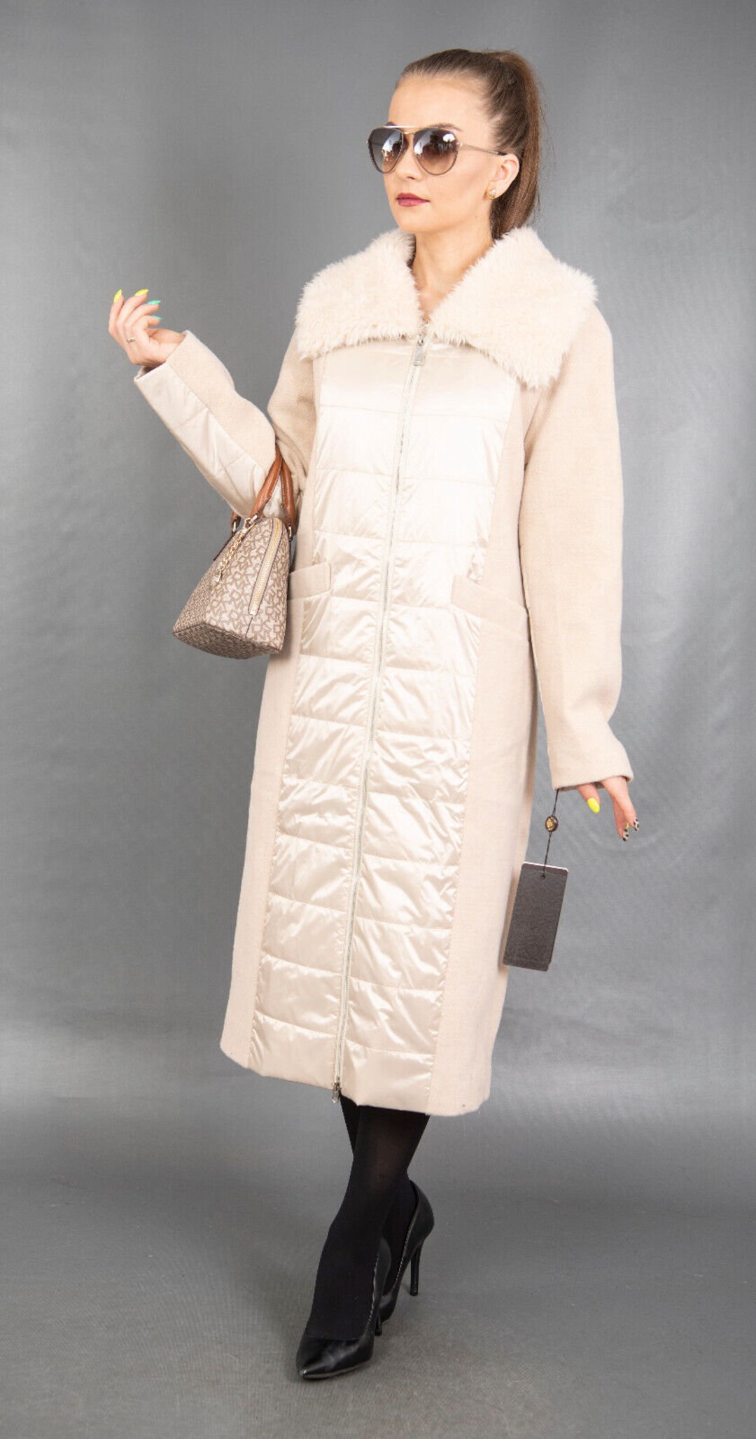 7504 New Glamorous Chic Down Wool Cashmere Coat Lamb Size S - Etsy