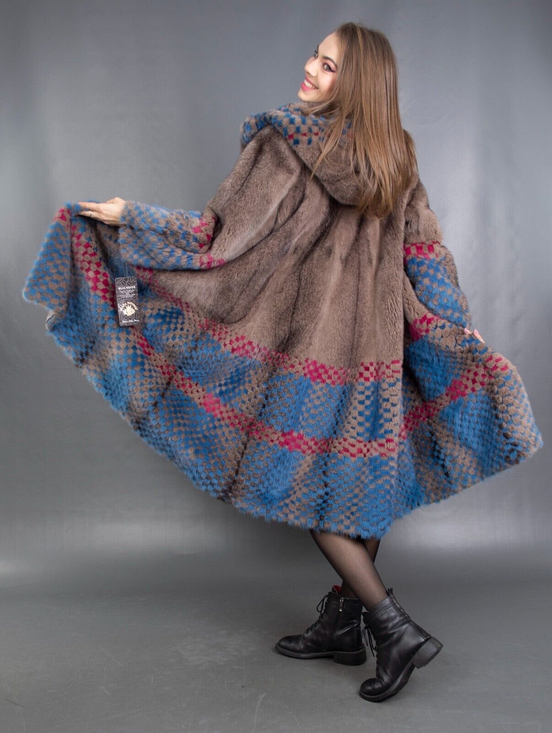 2794 NEW Glamorous Real Mink Coat Luxury Fur Jacket Swinger Hood ...