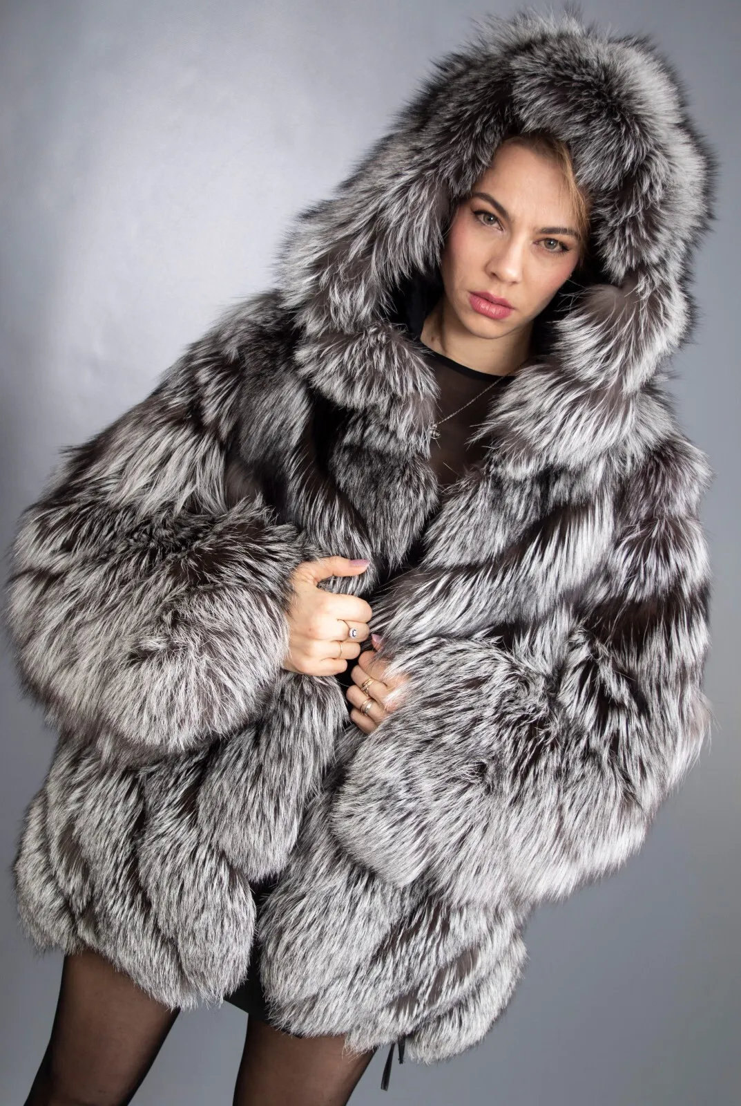 11558 NEW Gorgeous Men's Real Fox Coat Saga Furs Luxury Fur Hood ...